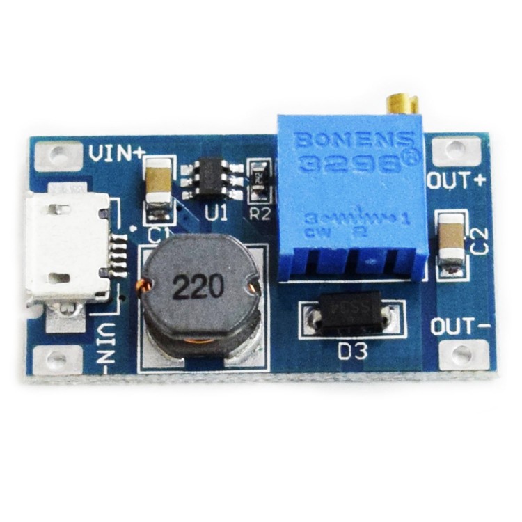 2A DC-DC boost step-up Conversion module MicroUSB 2-24V to 5v-28V 12v ...