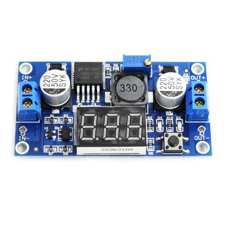DC-DC Step-up Power Module with Voltmeter LM2577